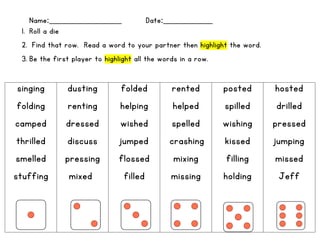 Roll a Word Suffix ed and ing.pdf