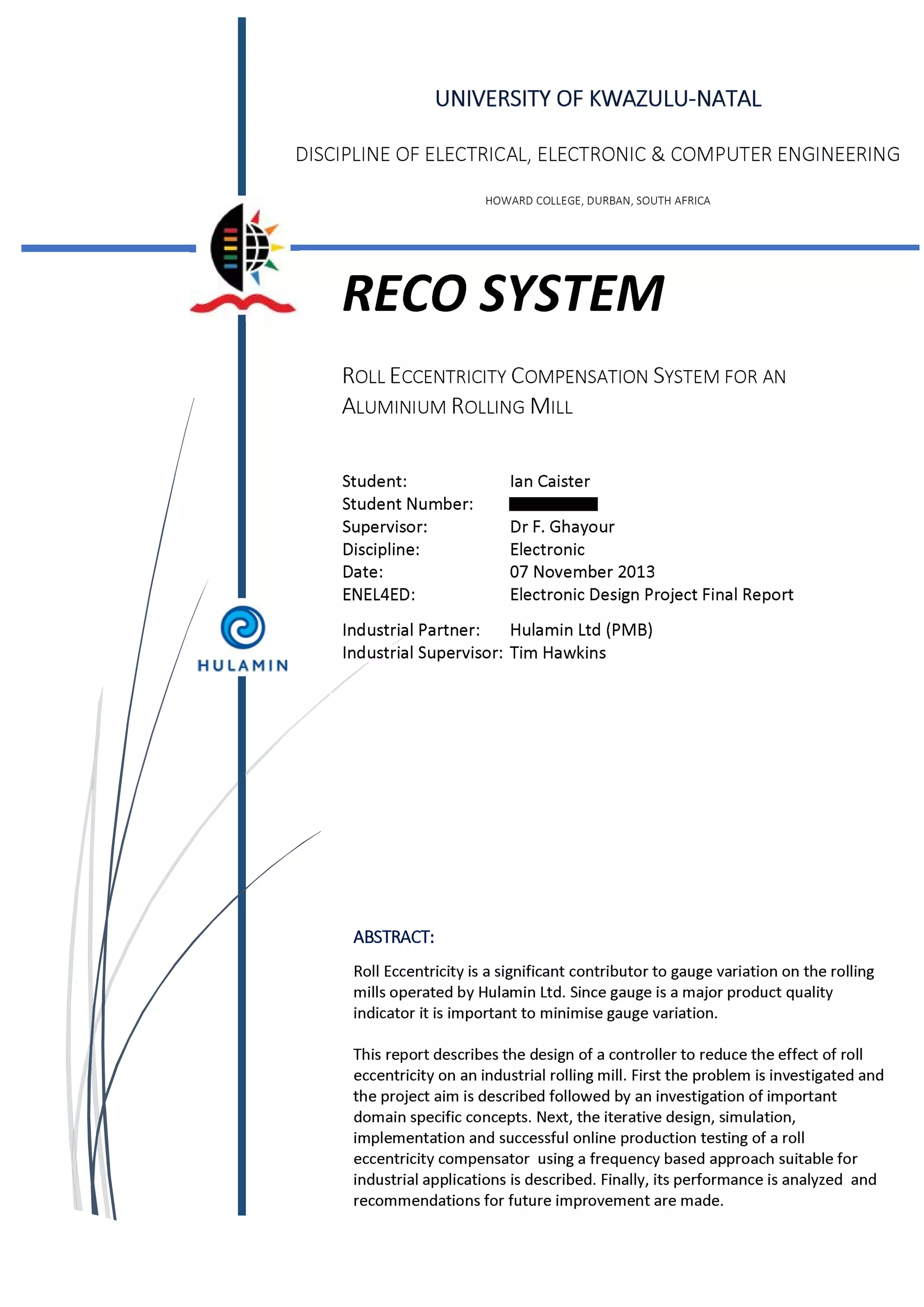 Roll Eccentricity Compensation System For An Aluminium Rolling Mill Pdf