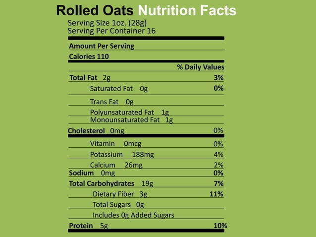 Rolled oats nutrition facts | PPT