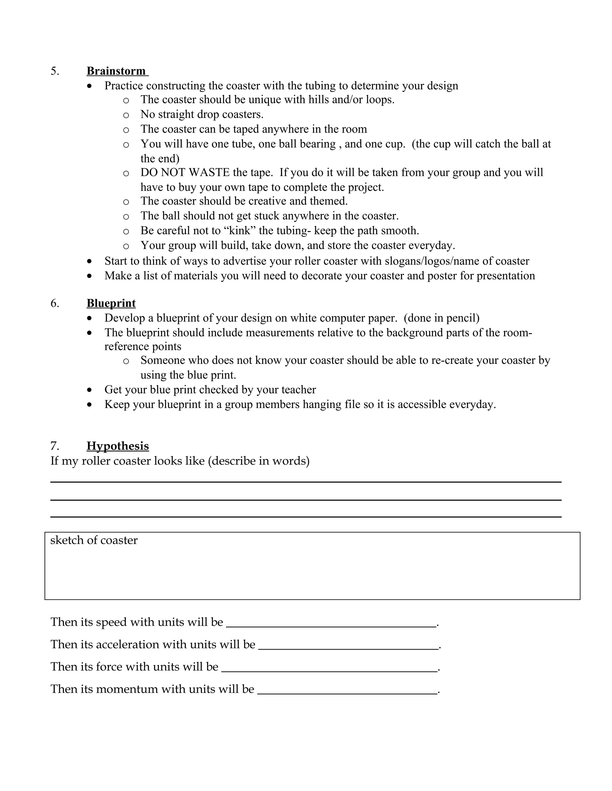 Roller coaster lab report 2010 | DOC