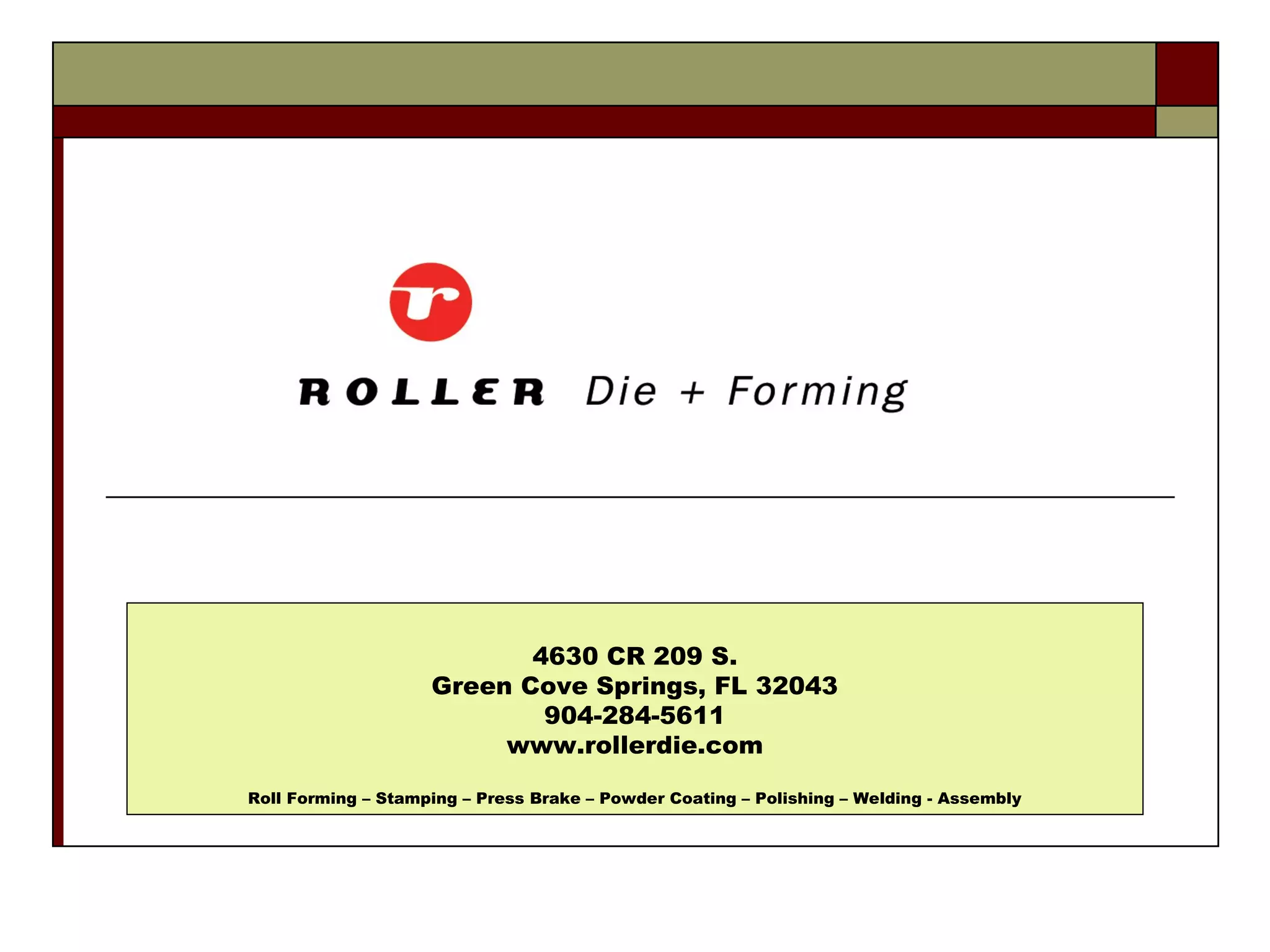 Roll Forming Presentation | PPT