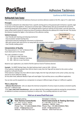Rolling ball tack tester | PDF