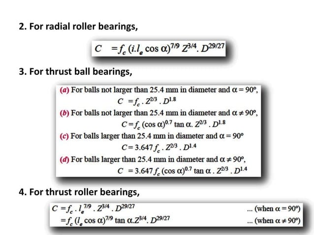 Rolling contact bearings and design procedure | PPTX | Physics | Science