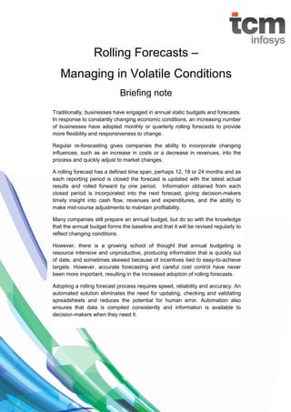 Rolling forecasts | PDF