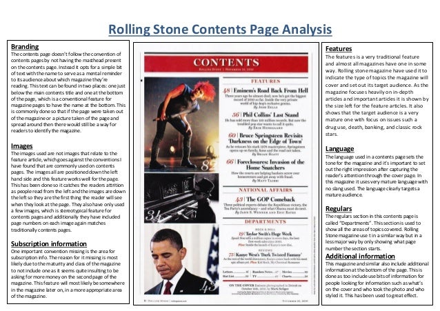 Rolling stone contents page analysis