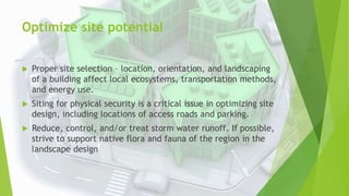 Green Building - Site selection and development | PPTX