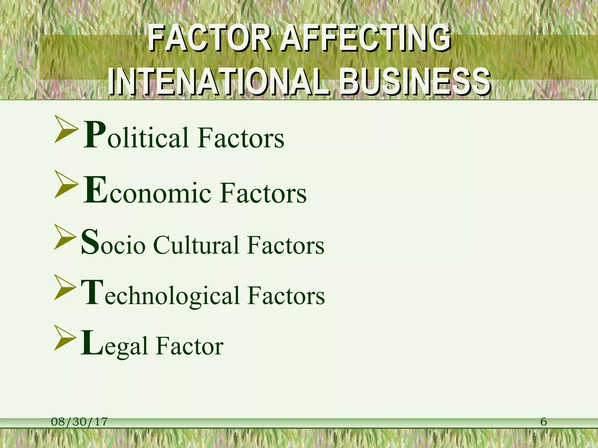 factor affecting international business | PPT