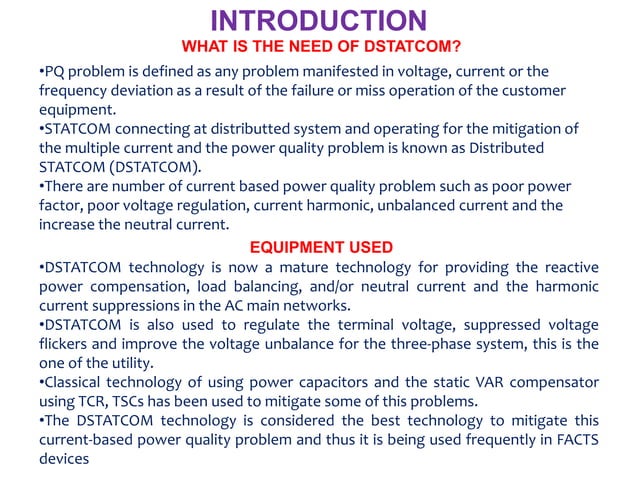 Power Quality Improvement By Dstatcom Ppt
