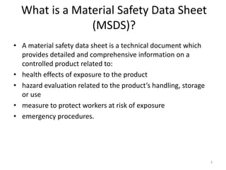 Material Safety Data Sheet A Guidelines for Chemical Study | PPT