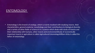 Introduction to entomology.Classification of insects and their ...