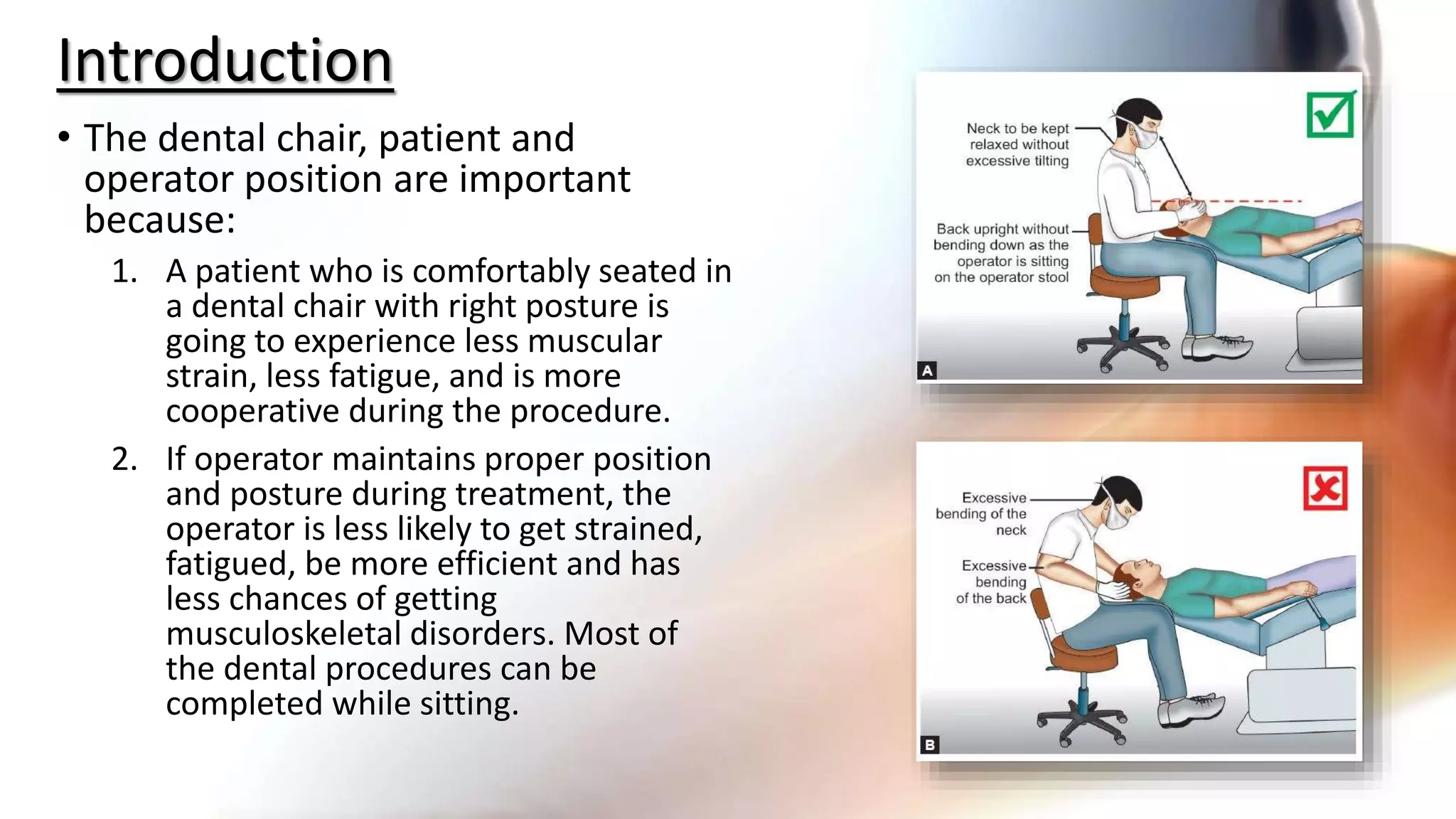 Dental chair, patient and operator position | PPTX