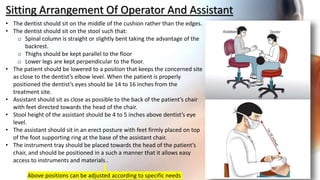 Dental chair, patient and operator position | PPTX