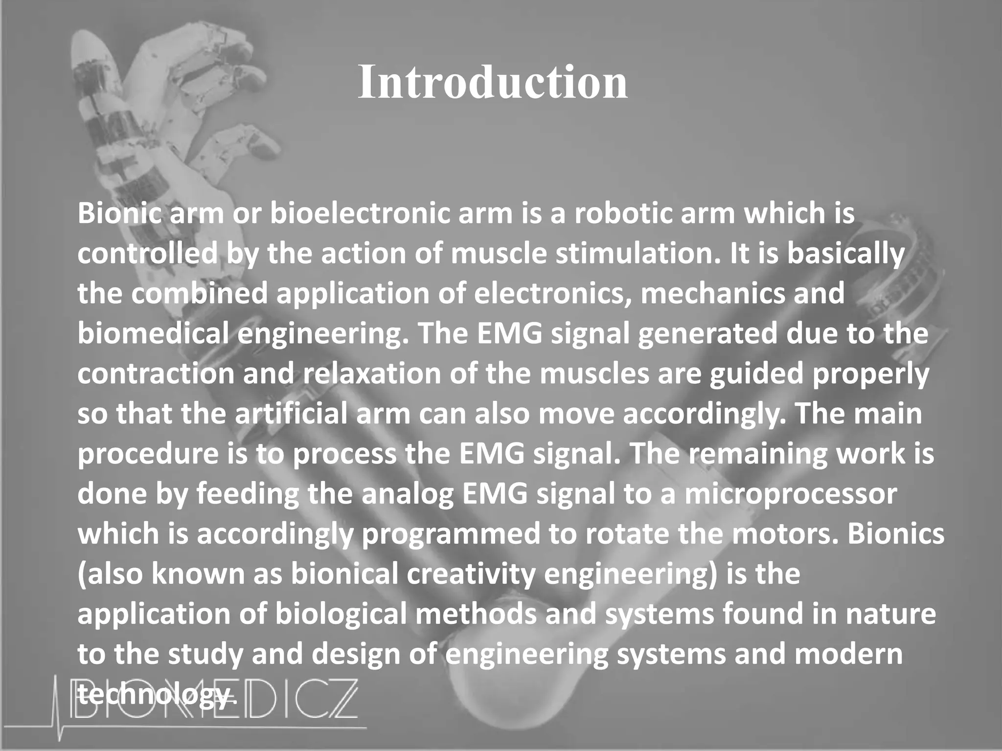 Bionic Arm Using EMG Processing | PPTX