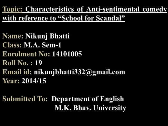 Anti-sentimental comedy | PPT