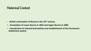 Agrarian transformation in British Burma in the 20th century | PPT