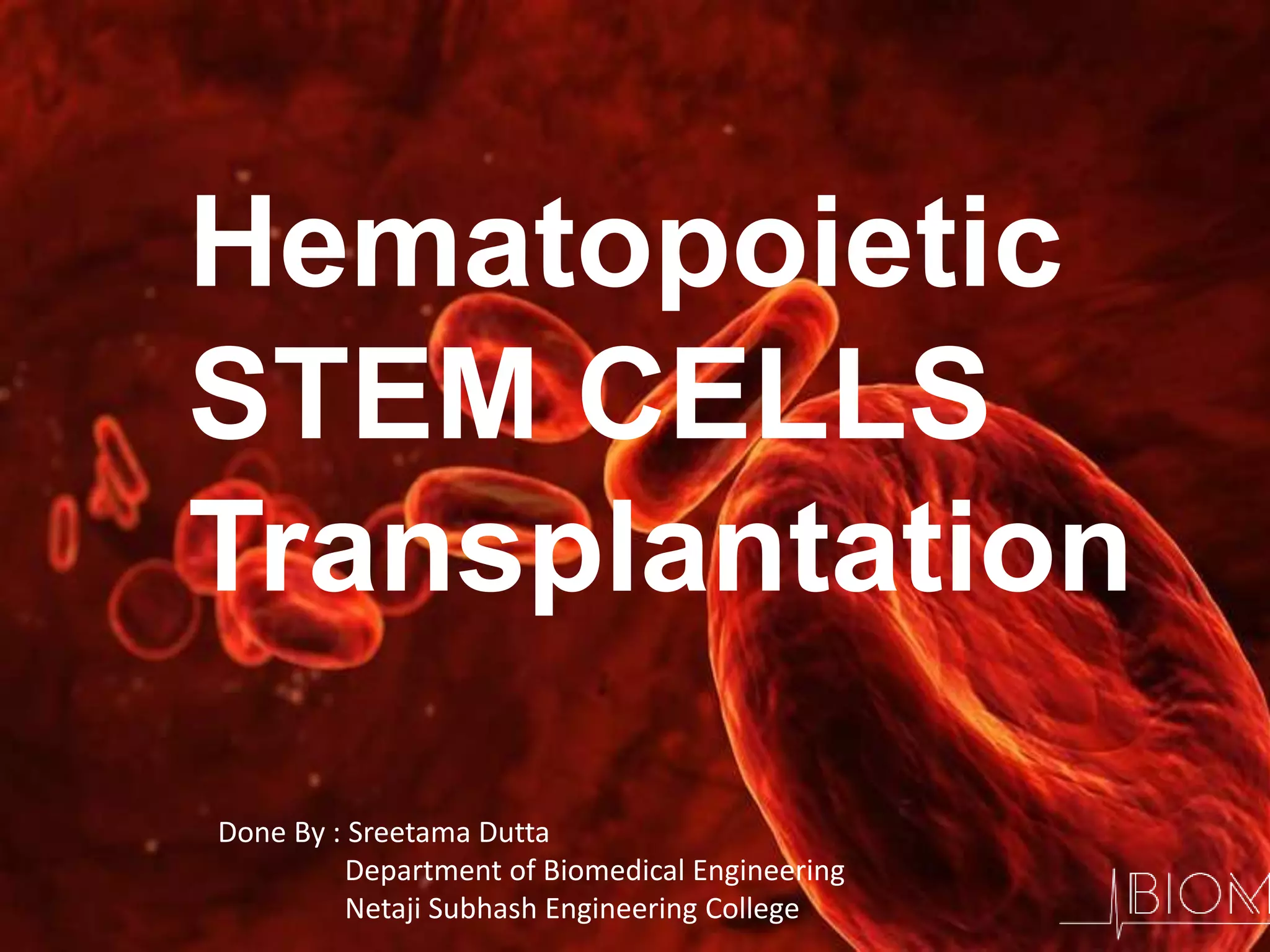 Hematopoietic Stem Cells Transplantation | PPTX