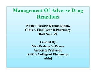 Managment of Adverse Drug Reactions | PPTX