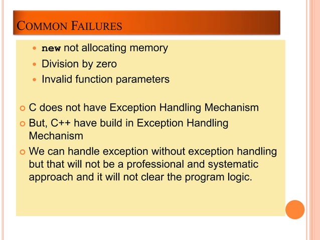 Exception Handling In C Pptx Programming Languages Computing