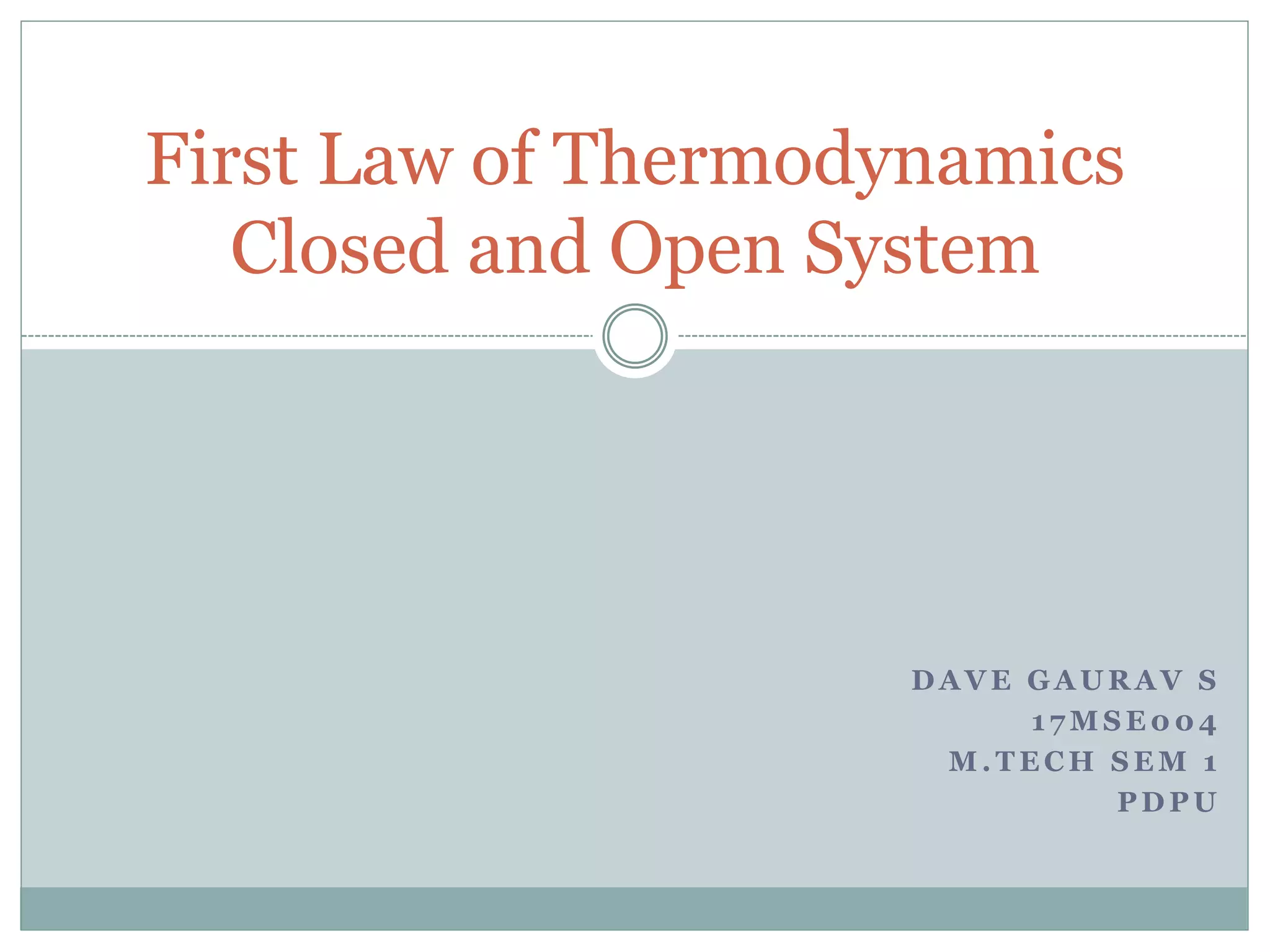 first law of thermodynamics | PPTX