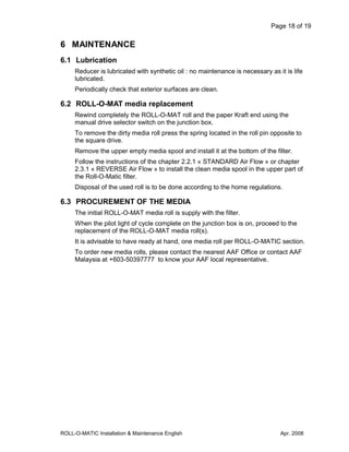 Roll o matic installation & maintenance guide rev2 | PDF