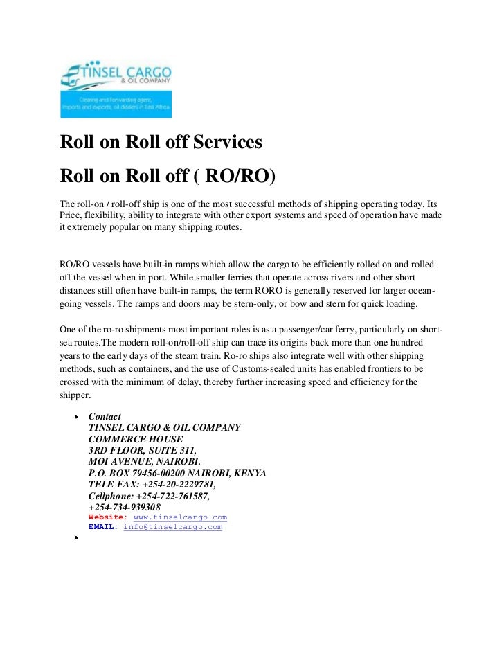 Roll on roll off services