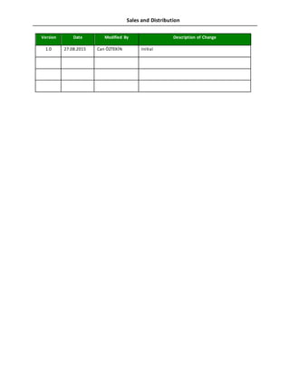 Rollout solution template SAP SD | DOCX