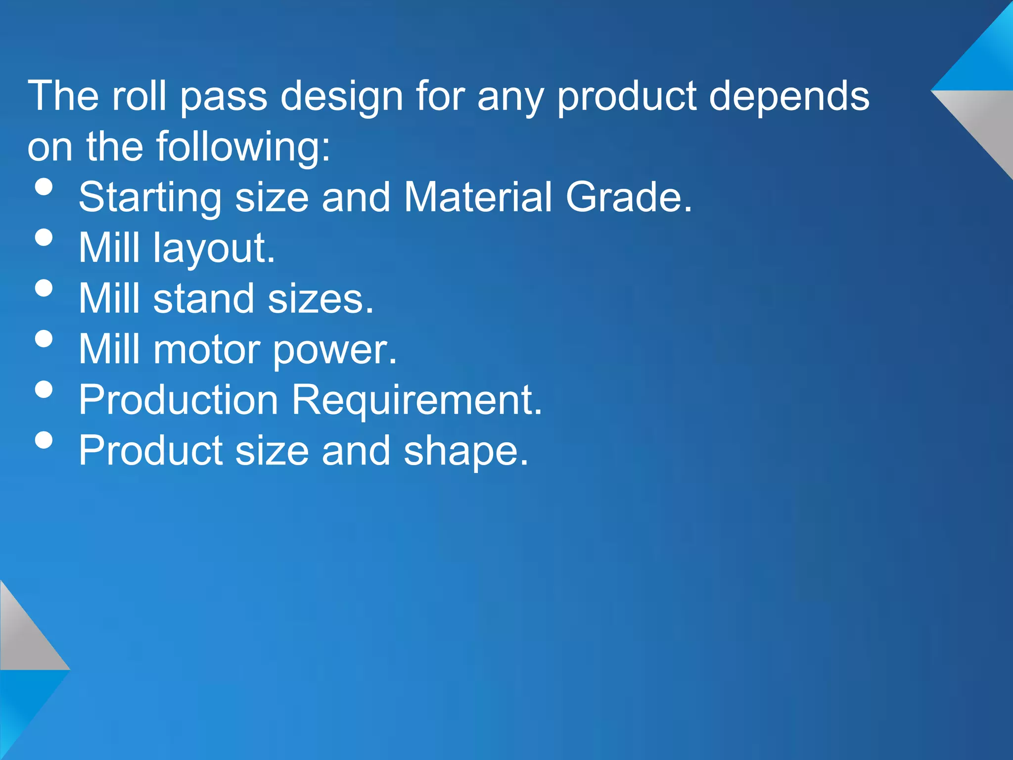 Roll pass design in continuous bar mills | PDF