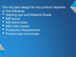 Roll pass design in continuous bar mills | PDF