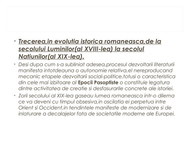 Rolul literaturii in perioada pasoptista | PPT