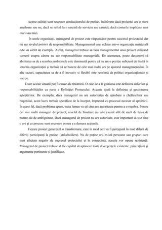 Rolul managerului de proiect | DOC