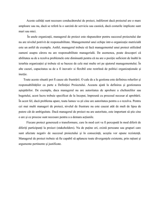 Rolul managerului de proiect | DOC