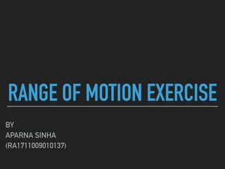 Range of Motion Exercises | PDF