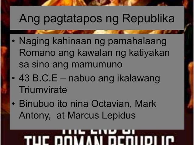 Kabihasnang Roman (Sinauna, Republika, Imperyo) | PPTX