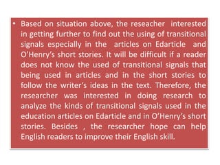 A Comparative Study of Transition Signals in the Education Articles on ...