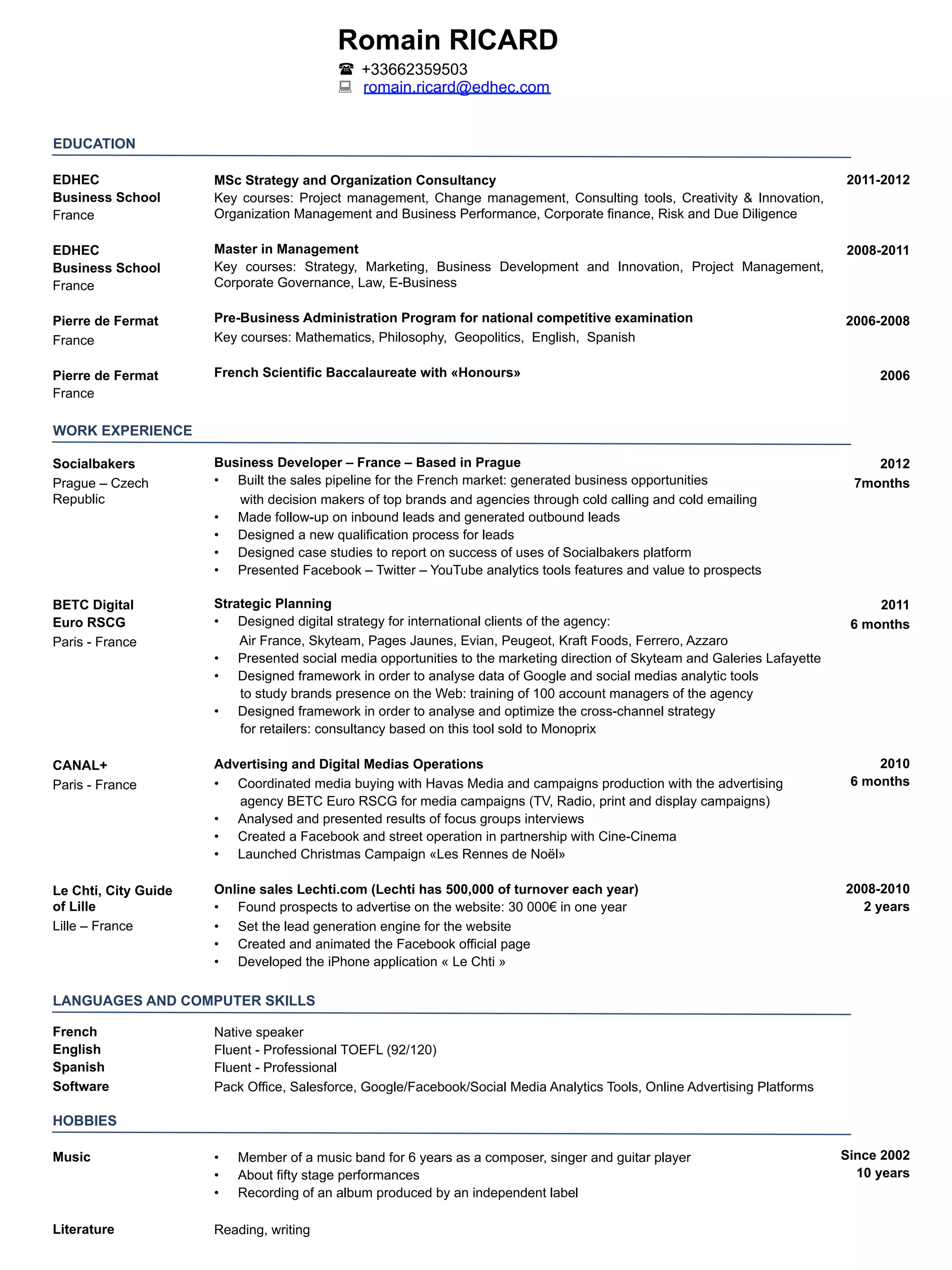 Romain ricard resume | PDF