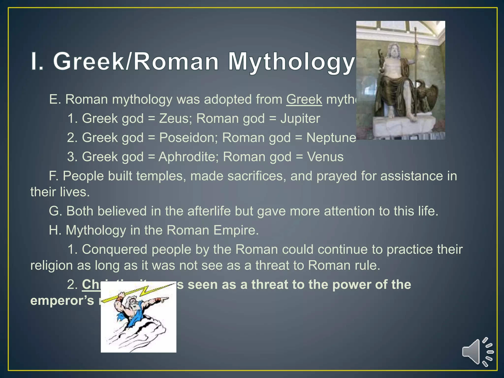 Roman and Greek Mythology Compared to Origins of Christianity | PPT