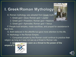 Roman and Greek Mythology Compared to Origins of Christianity | PPTX