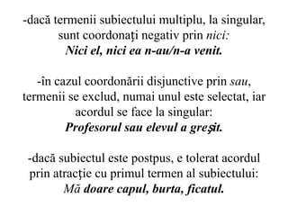 Romana pt romani: acordul subiect predicat | PPT