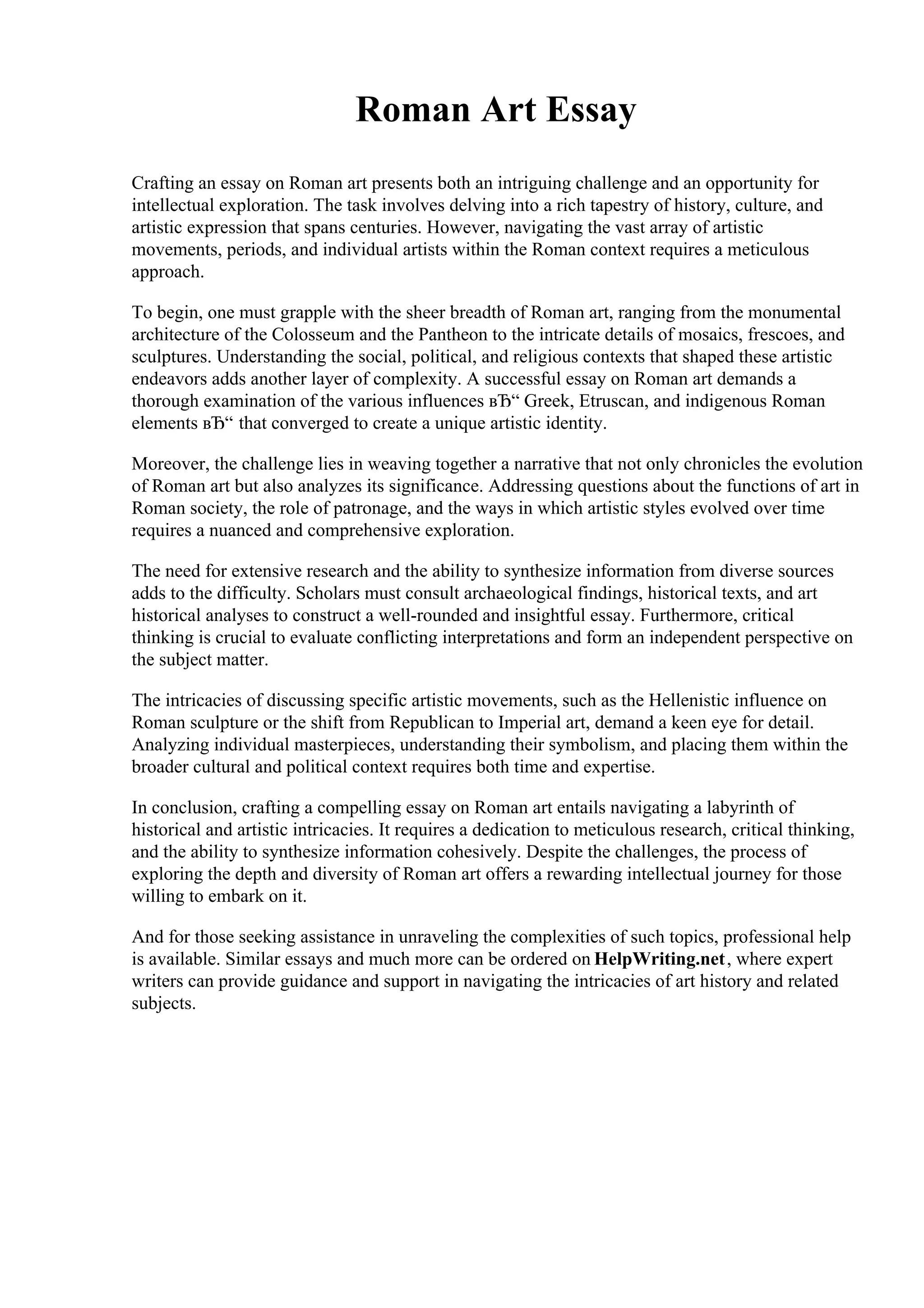 Roman Art Essay.pdf | Design | Fine Art
