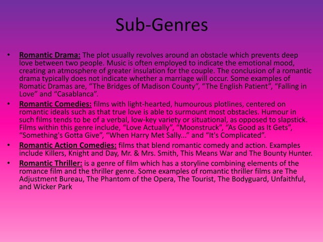 Genre Analysis Romance | PPTX