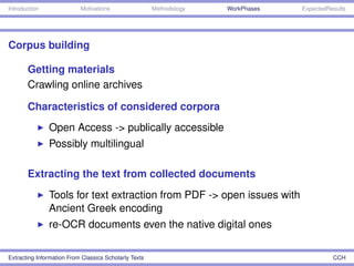 Stuctured Vs Unstructured: Extracting Information from Classics ...
