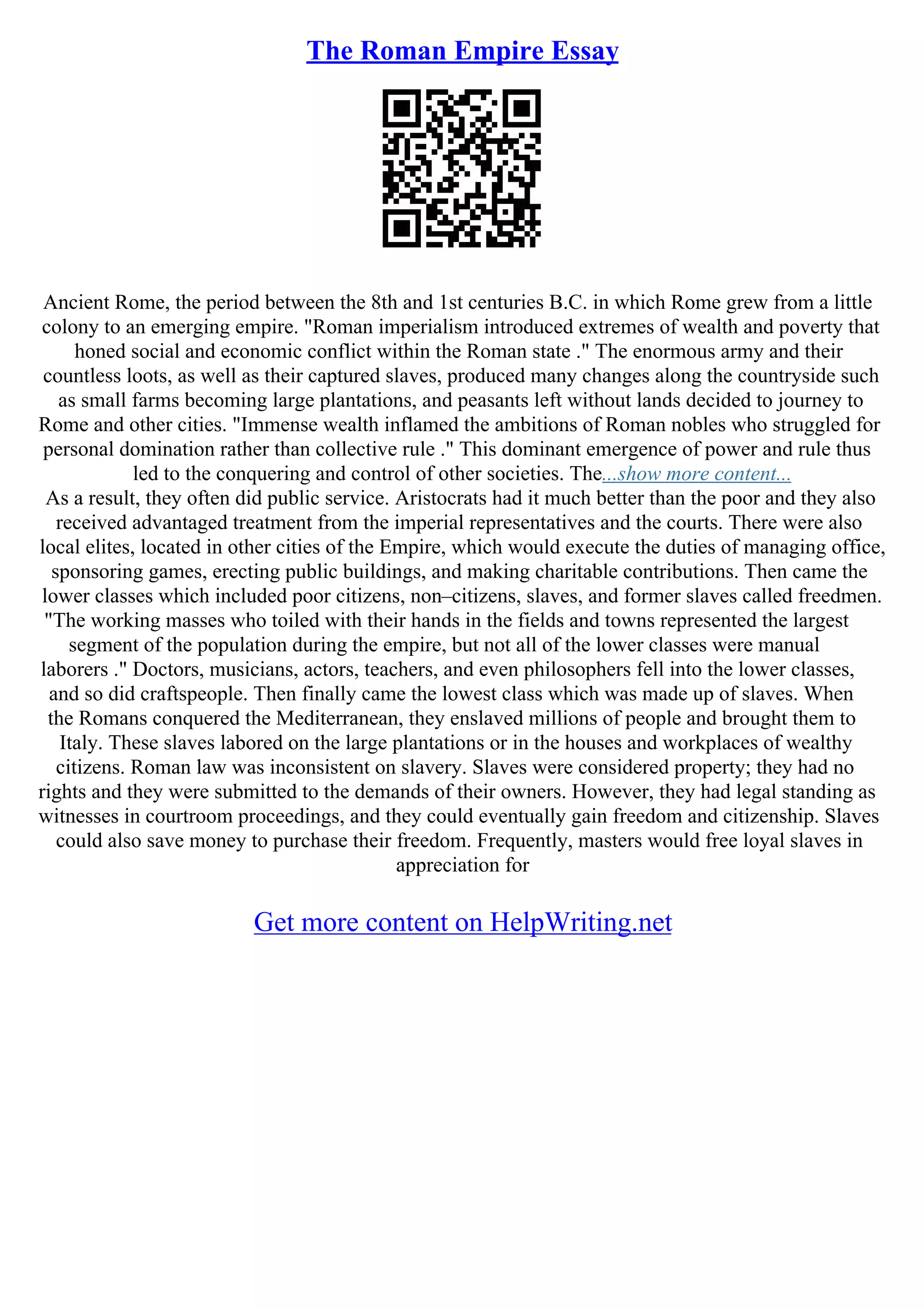 Roman Empire Essay | PDF