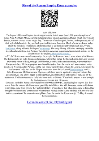 Roman Empire Essay | PDF