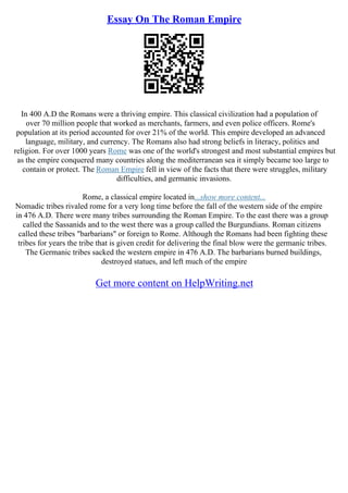 Roman Empire Essay | PDF