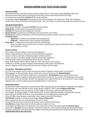 Roman Empire study guide notes | DOCX