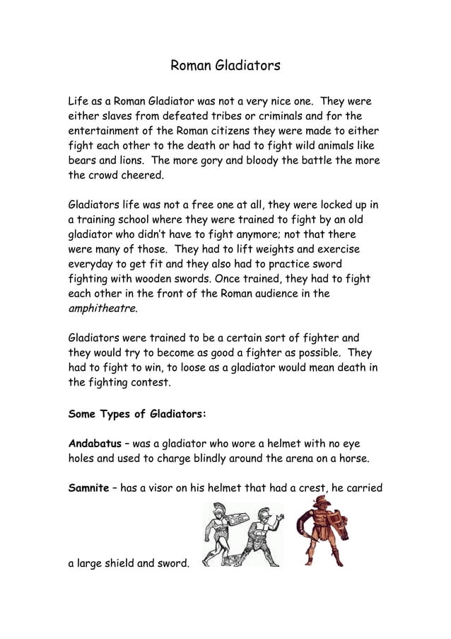 ROMAN EMPIRE The Gladiators. | PDF