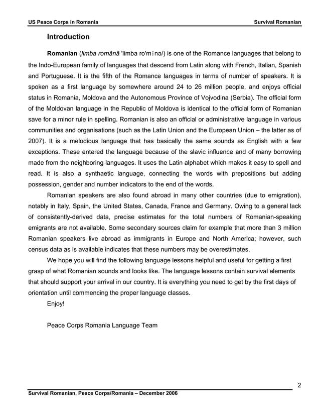 Basic Romanian Language Course | PDF