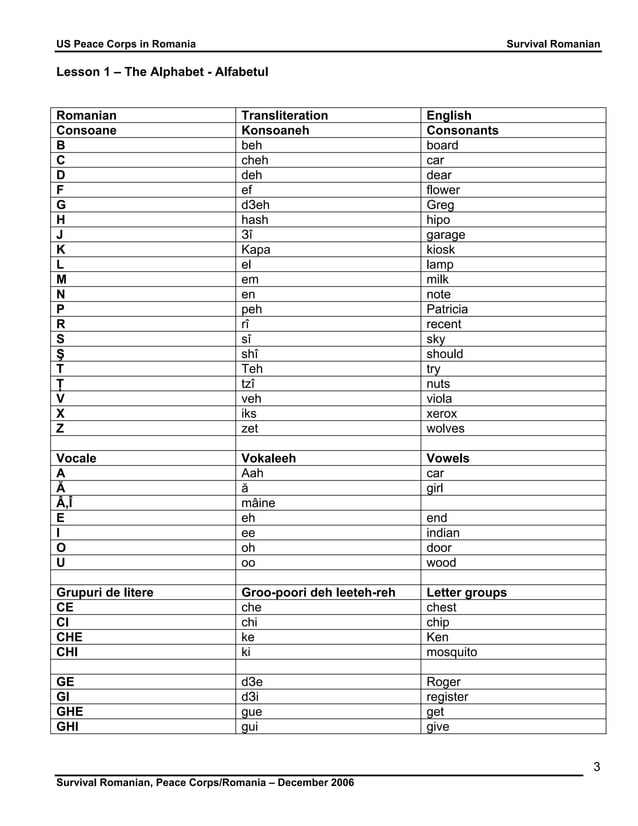 Basic Romanian Language Course | PDF