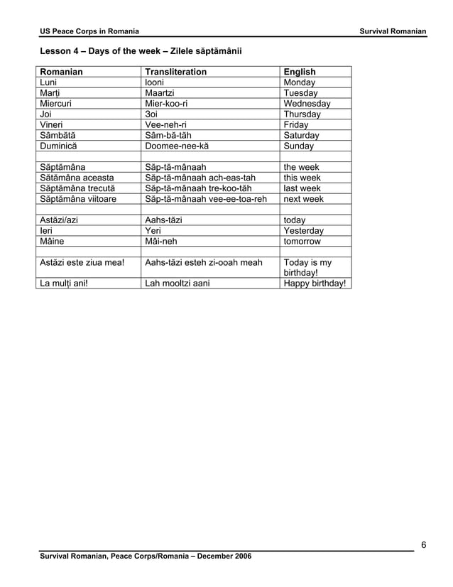 Basic Romanian Language Course | PDF