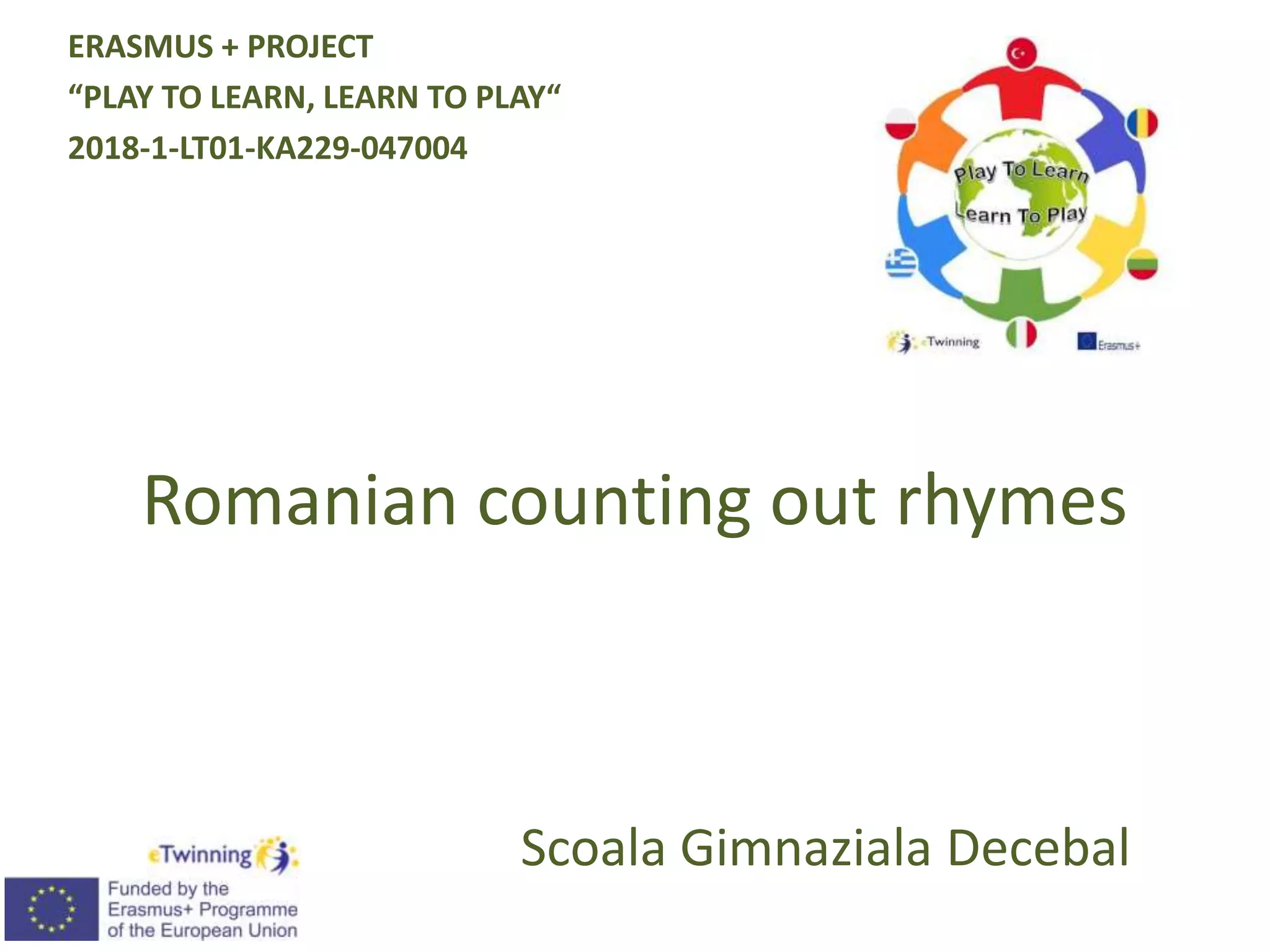 Romanian counting out rhymes | PPTX